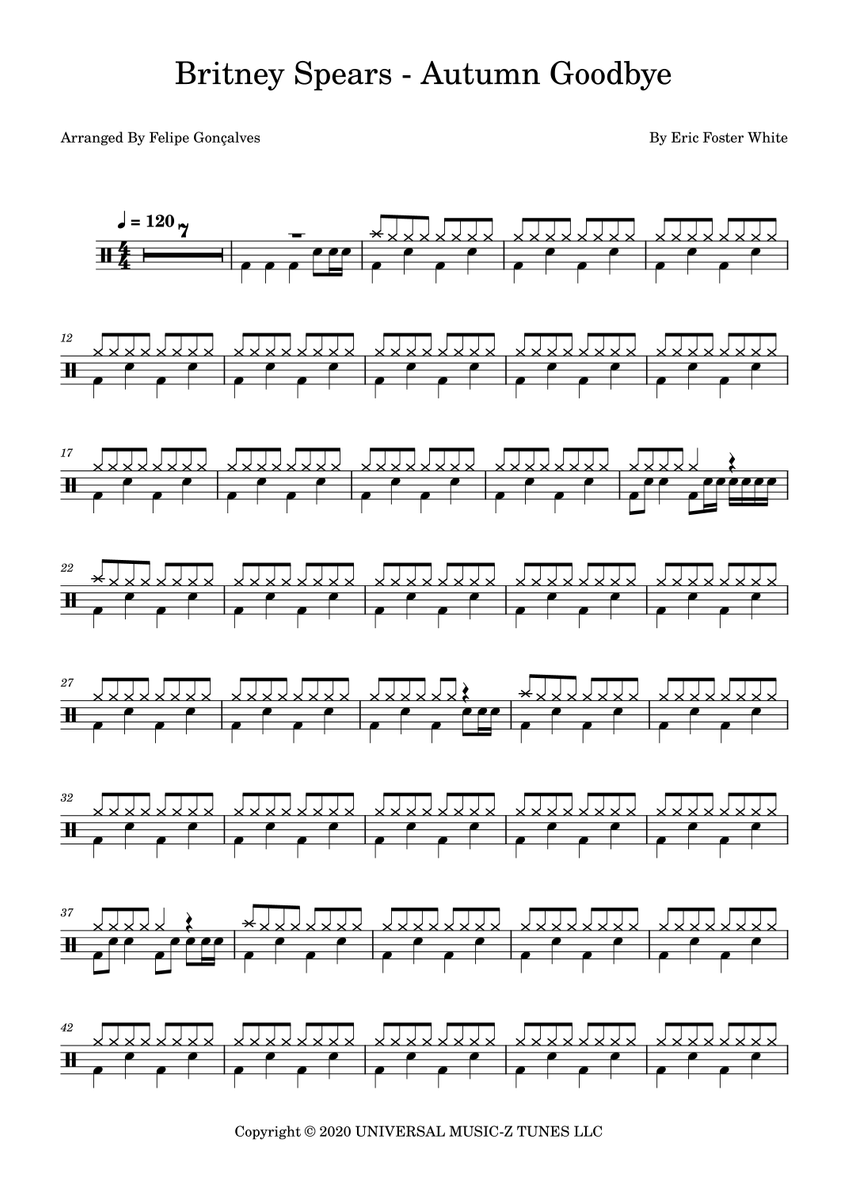 Autumn Goodbye - Britney Spears - Drum Sheet Music - SheetMusicDirect ...