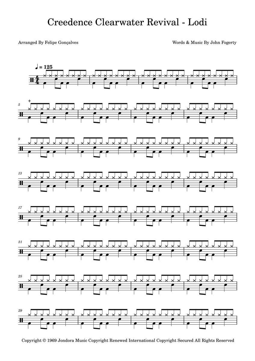 Lodi - Creedence Clearwater Revival - Drum Sheet Music ...