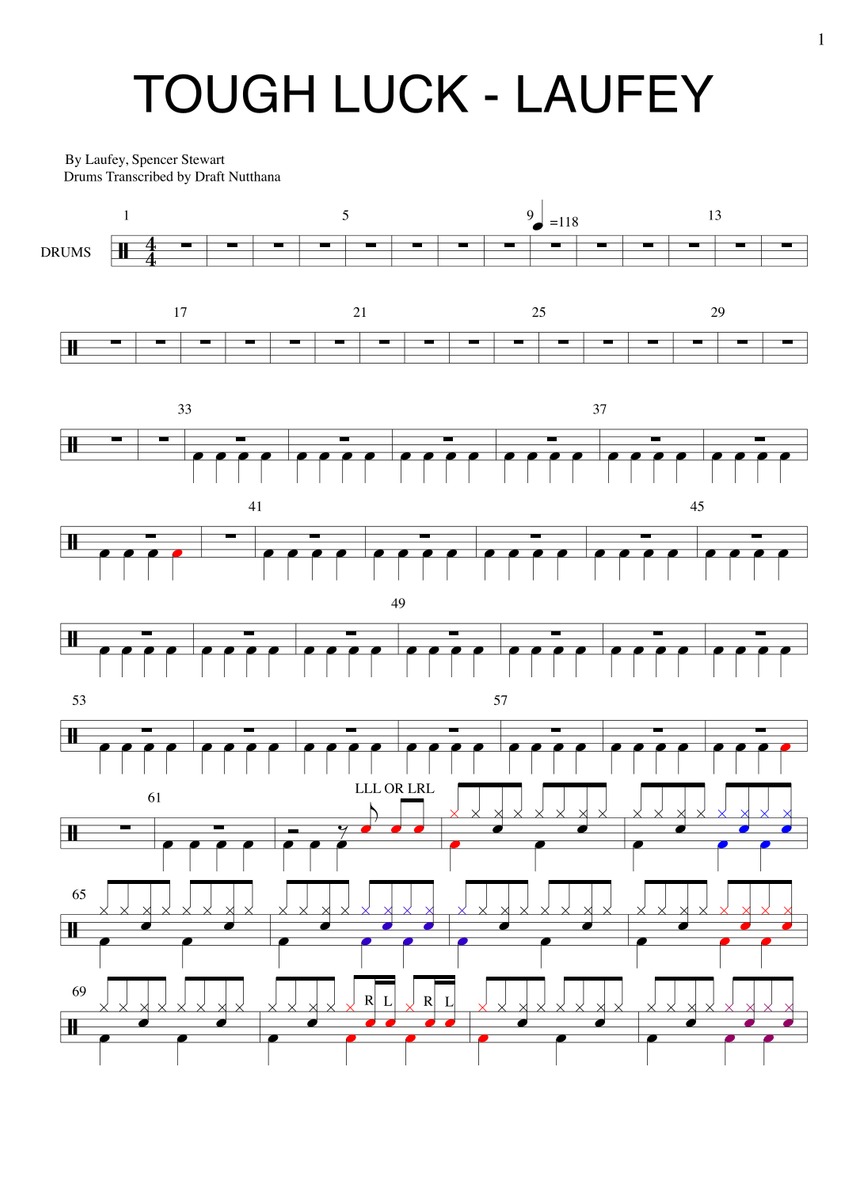 Tough Luck - Laufey - Drum Sheet Music - SheetMusicDirect D ...