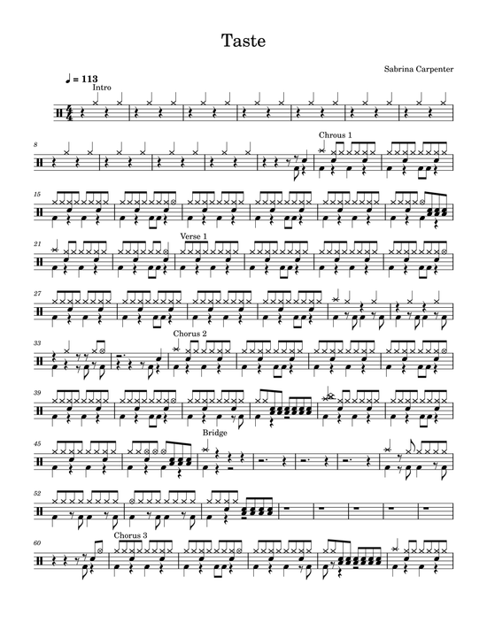 Taste - Sabrina Carpenter - Drum Sheet Music - SheetMusicDirect.com ...