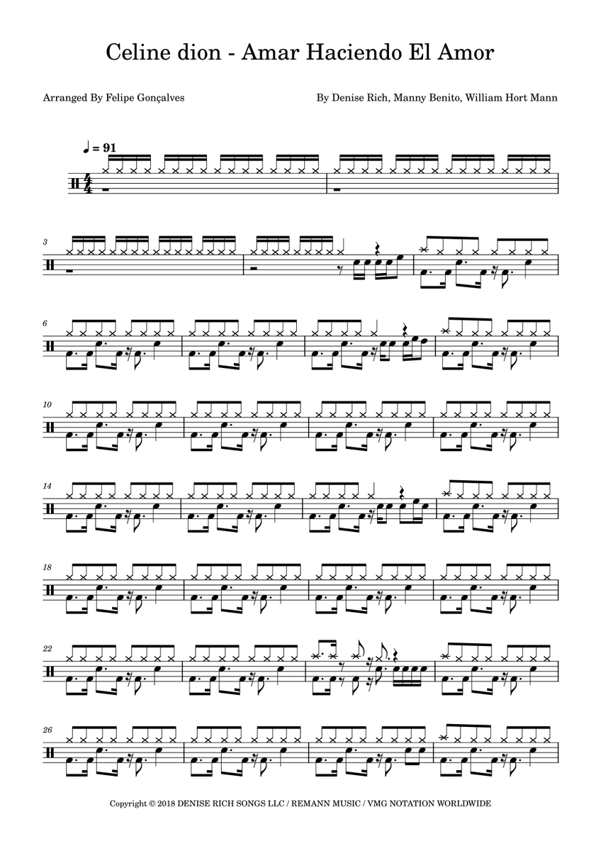 Amar Haciendo El Amor - Celine Dion - Drum Sheet Music ...