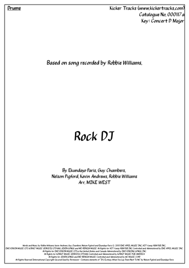 Rock DJ - Robbie Williams - Drum Sheet Music - SheetMusicDirect.com ...