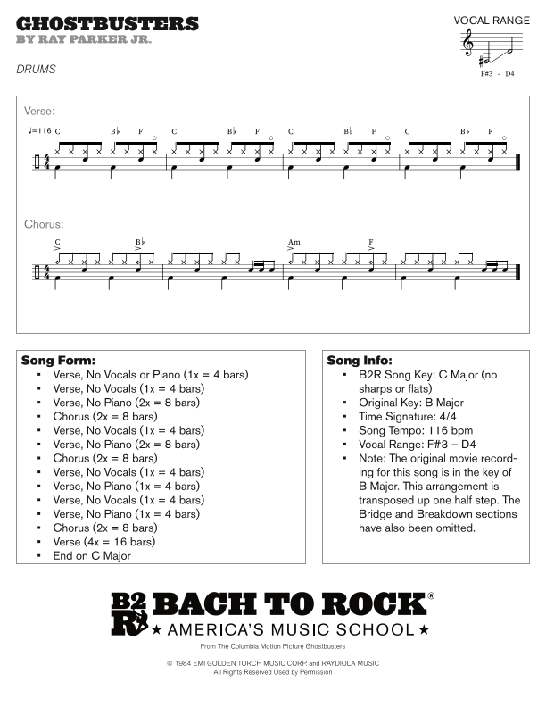 Ghostbusters - Ray Parker Jr. - Drum Sheet Music - SheetMusicDirect.com ...