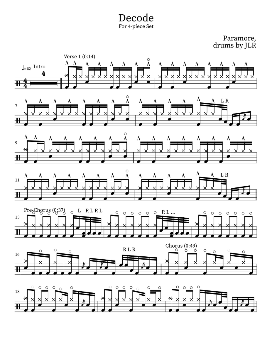 Decode - Paramore - Drum Sheet Music - SheetMusicDirect.com (Jack ...