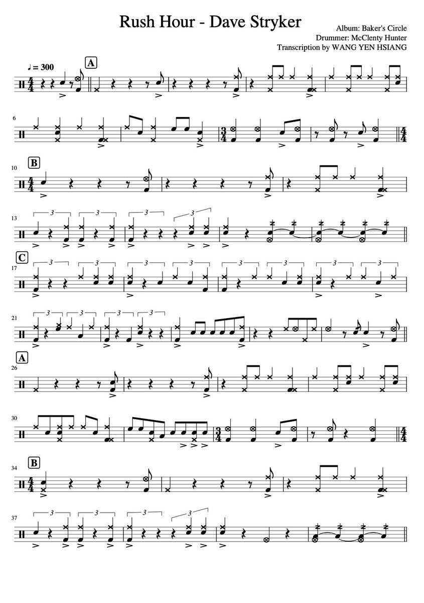 Rush Hour - Dave Stryker - Drum Sheet Music - YEN – DrumSetSheetMusic