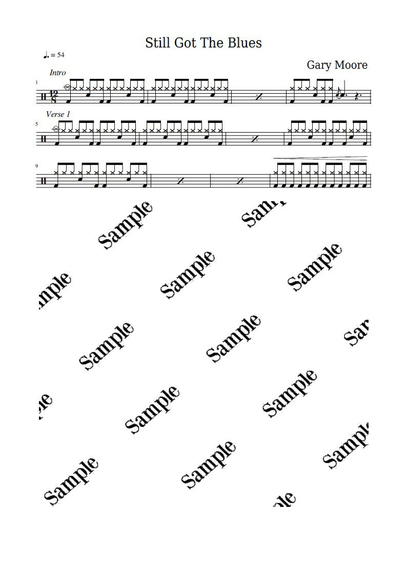 Still Got the Blues - Gary Moore - Drum Sheet Music - KiwiDrums ...