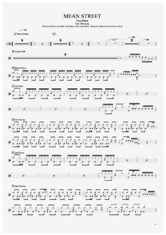Mean Street - Van Halen - Drum Sheet Music - AriaMus.com – DrumSetSheetMusic