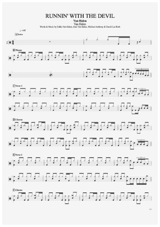 Runnin' with the Devil - Van Halen - Drum Sheet Music - AriaMus.com – DrumSetSheetMusic