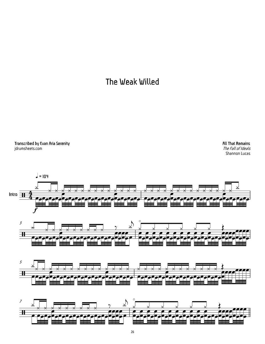 The Weak Willed - All That Remains - Drum Sheet Music - Jaslow Drum ...