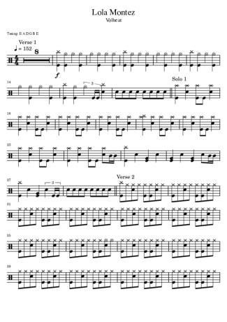 Lola Montez - Volbeat - Drum Sheet Music - AriaMus.com – DrumSetSheetMusic