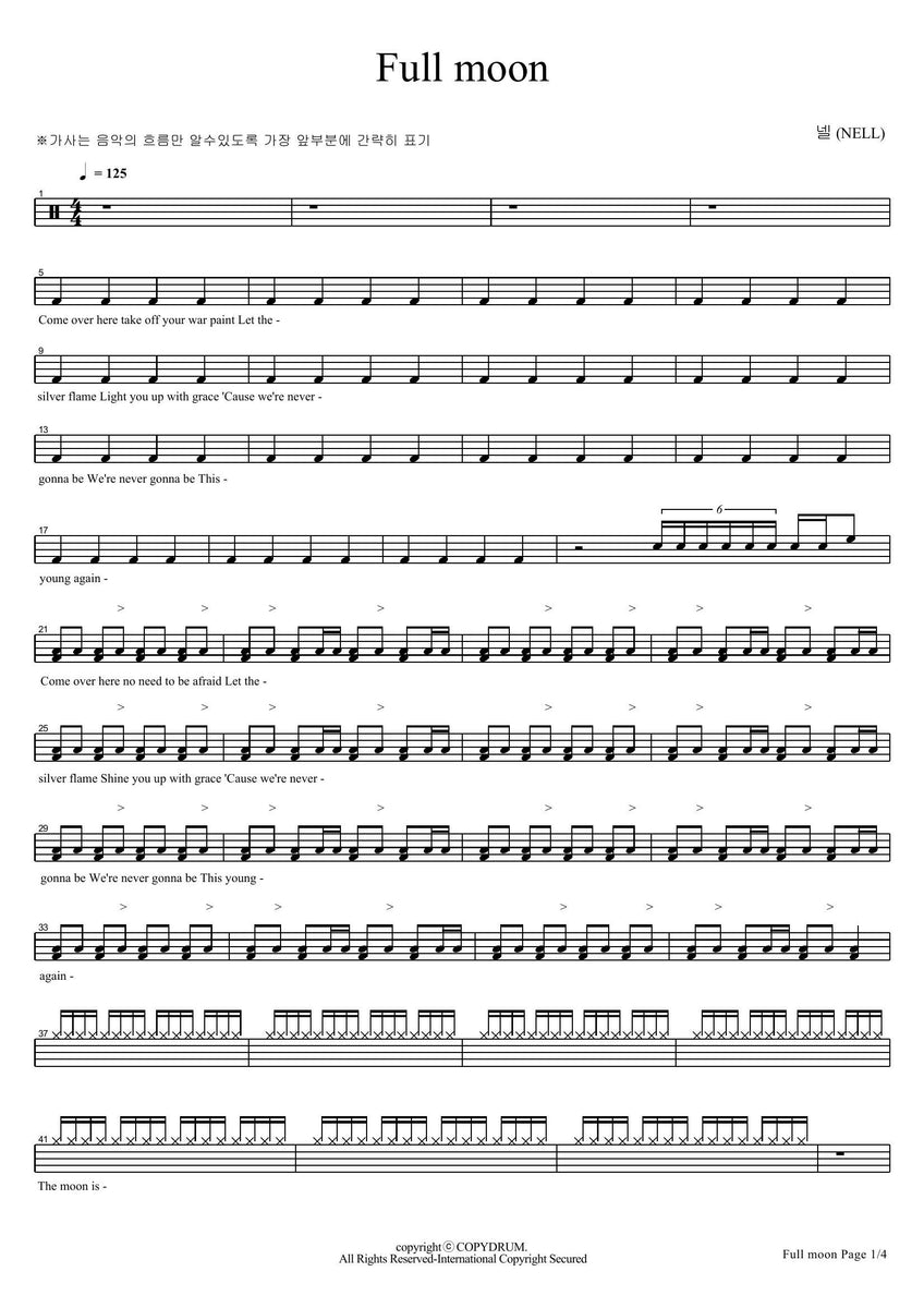 Full Moon (Full moon) - NELL (넬) - Full Drum Transcription / Drum Shee ...