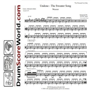 Undone (The Sweater Song) - Weezer - Drum Sheet Music - DrumScoreWorld ...