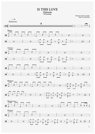 Is This Love - Whitesnake - Drum Sheet Music - AriaMus.com ...