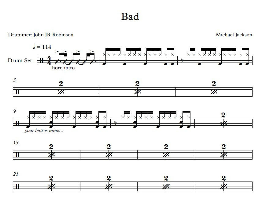 Bad - Michael Jackson - Drum Sheet Music - Franki Bio – DrumSetSheetMusic