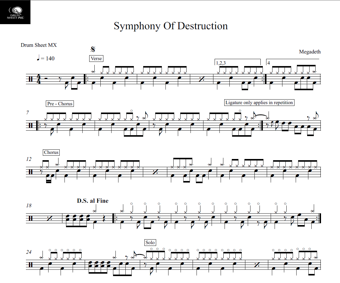 Symphony of Destruction - Megadeth - Drum Sheet Music - Drum Sheet MX ...