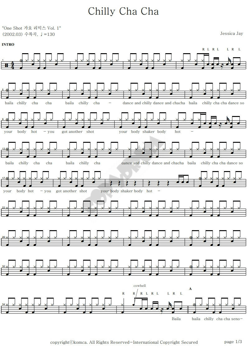 Chilly Cha Cha - Jessica Jay - Drum Sheet Music - COPYDRUM ...