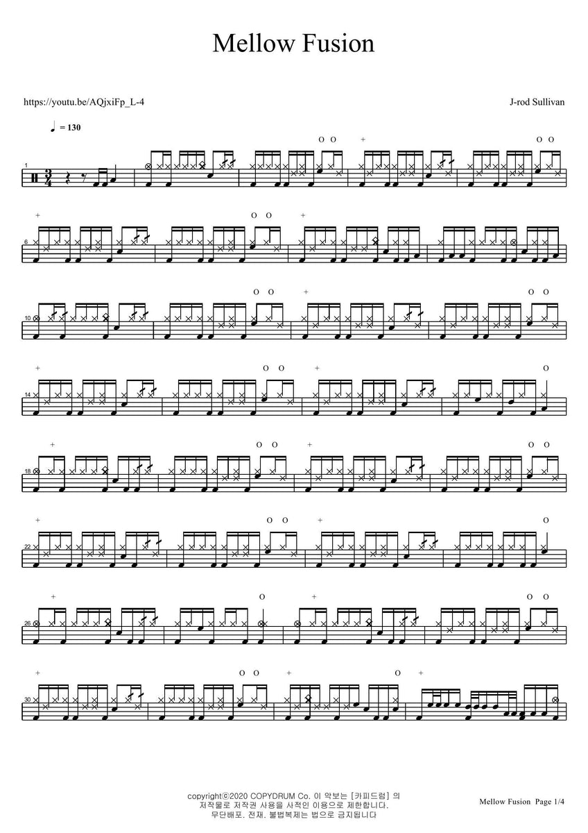Mellow Fusion - J Rod Sullivan - Drum Sheet Music - COPYDRUM ...