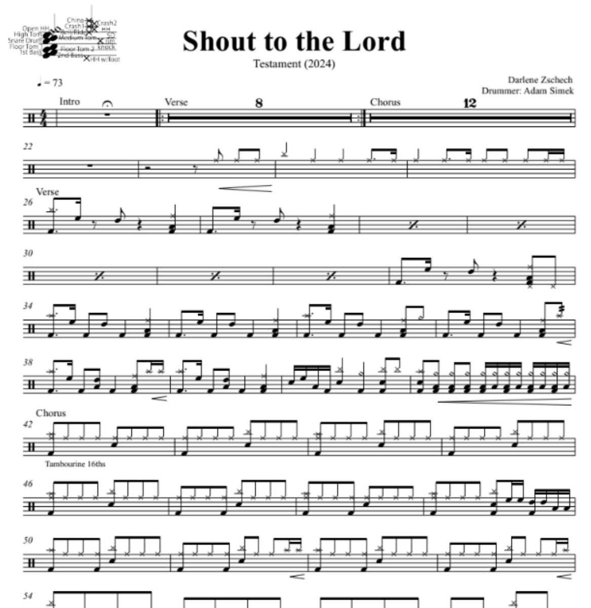 Shout to the Lord - Darlene Zschech - Drum Sheet Music ...