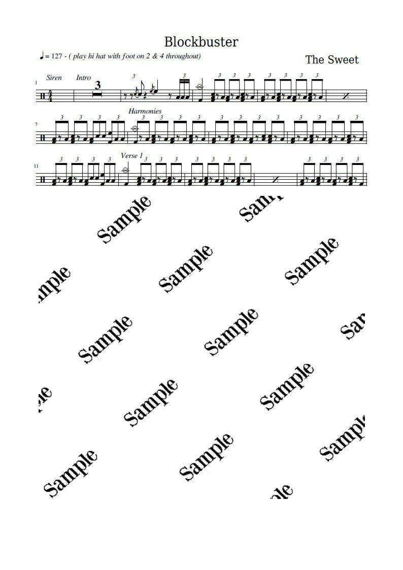 Blockbuster - The Sweet - Drum Sheet Music - KiwiDrums – DrumSetSheetMusic