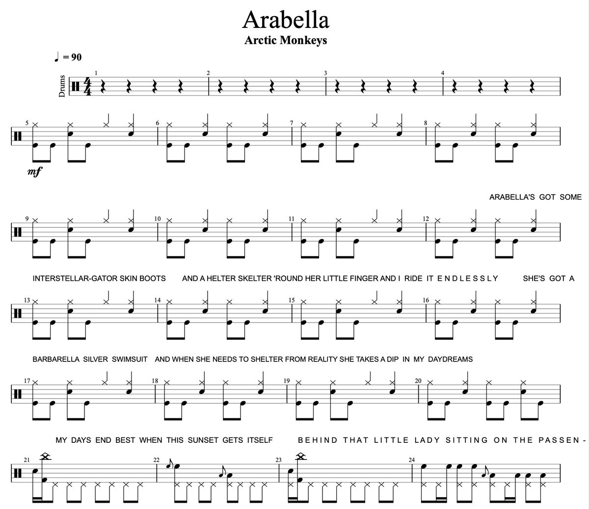 Arabella - Arctic Monkeys - Drum Sheet Music - Cyril Mayer ...