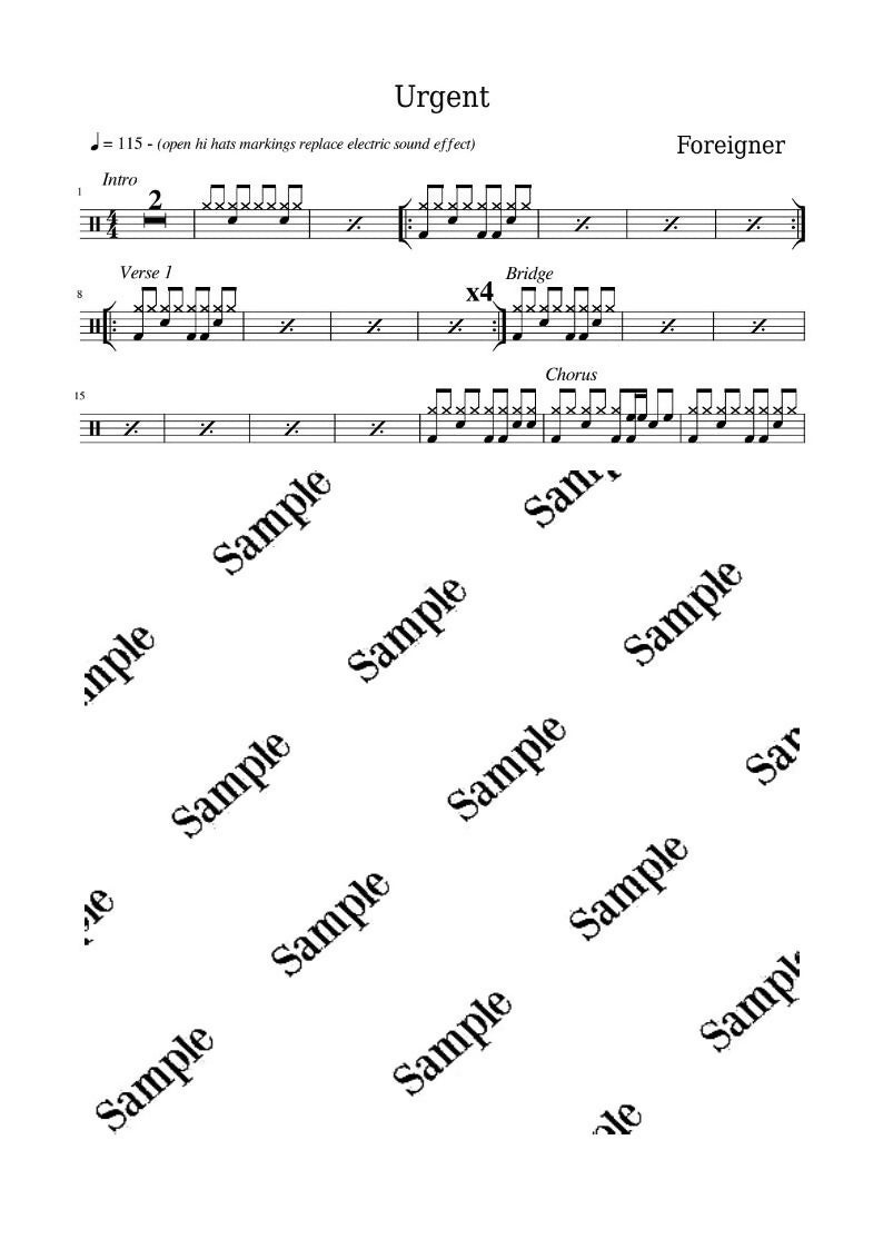 Urgent - Foreigner - Drum Sheet Music - KiwiDrums – DrumSetSheetMusic