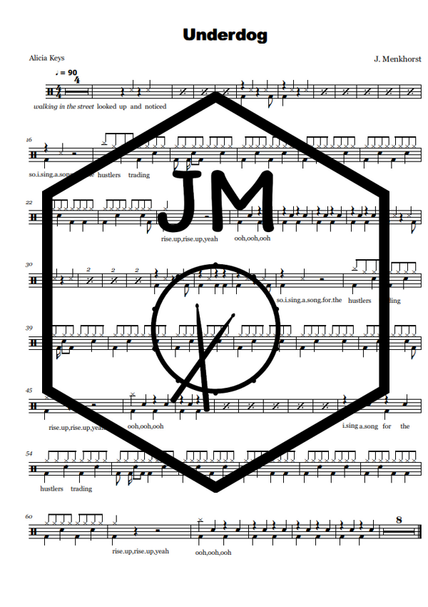 Underdog - Alicia Keys - Drum Sheet Music - JM Sheet Music ...