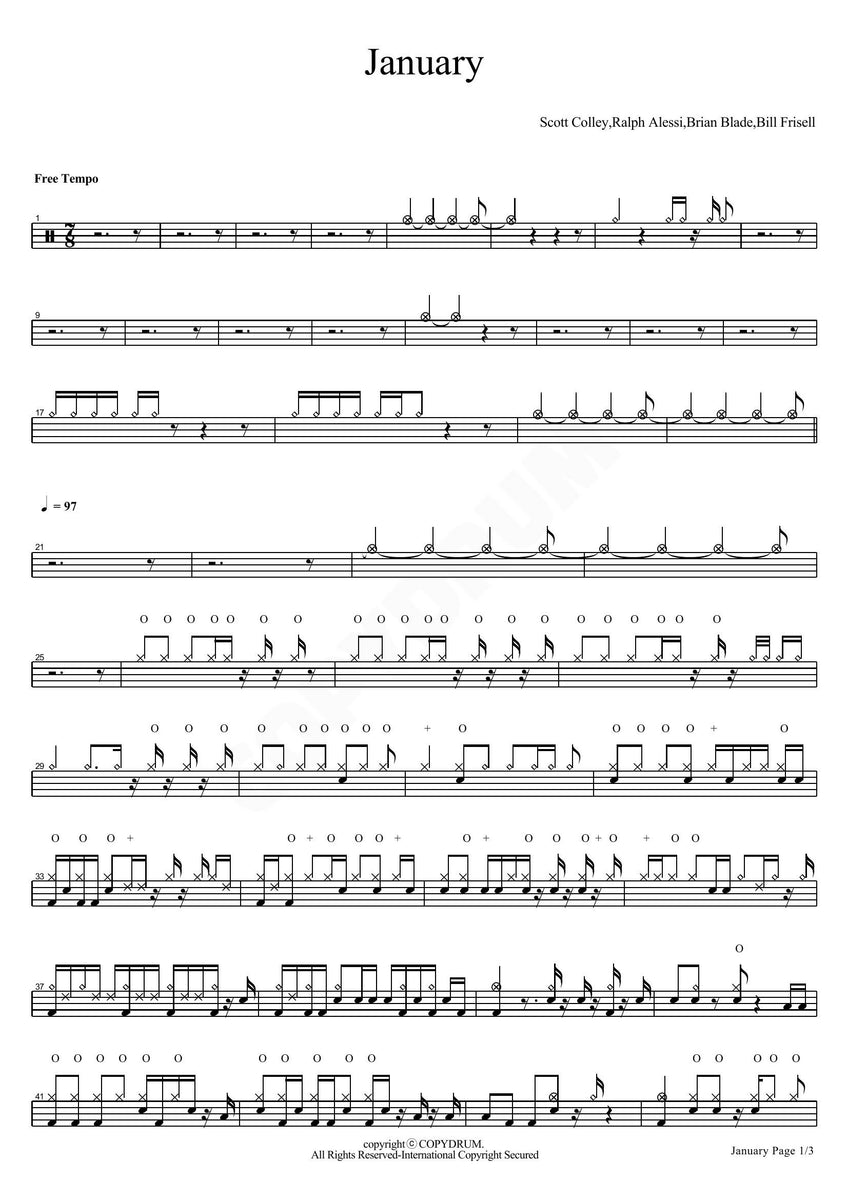 January - Scott Colley - Drum Sheet Music - COPYDRUM – DrumSetSheetMusic