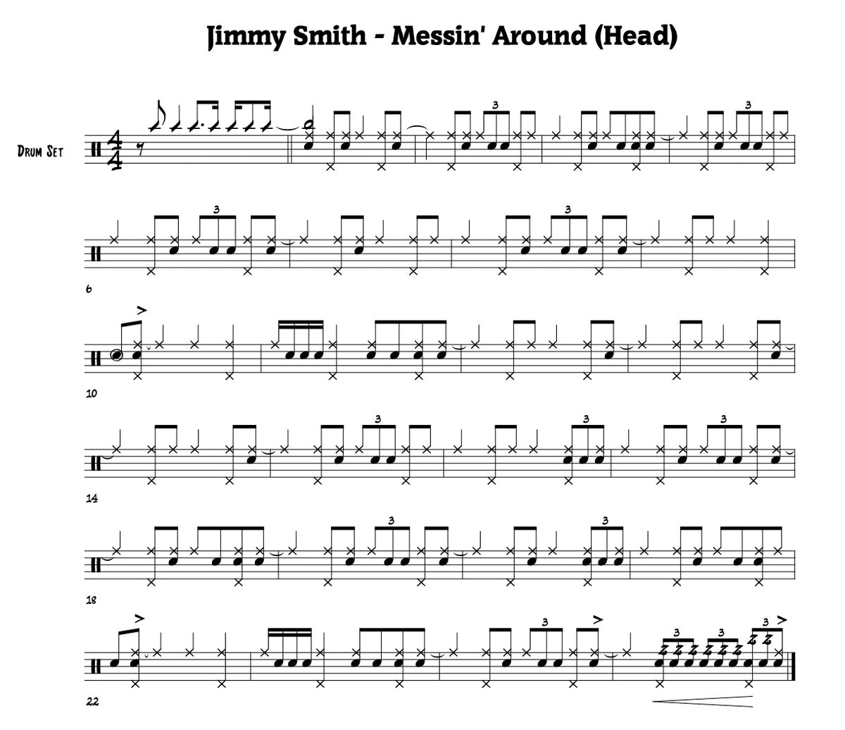 Messin' Around - Jimmy Smith - Drum Sheet Music - FrancisDrummingBlog ...