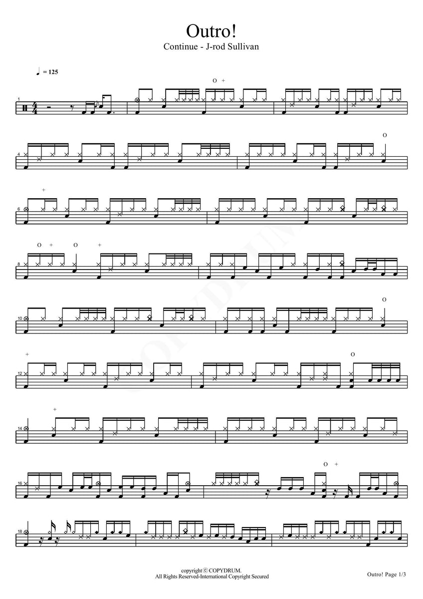 Outro! Continue - J Rod Sullivan - Drum Sheet Music - COPYDRUM ...