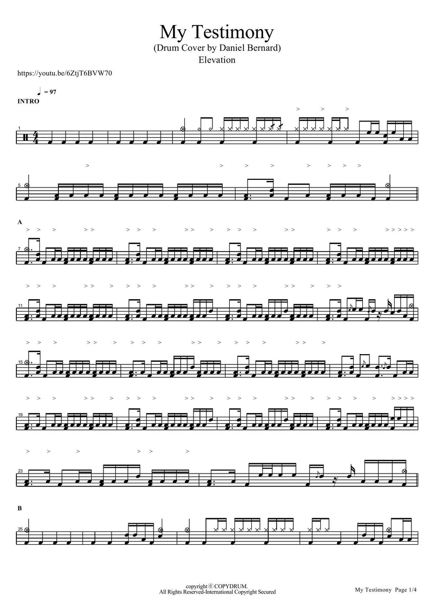 My Testimony (Daniel Bernard Drum Cover) - Elevation - Full Drum Trans ...