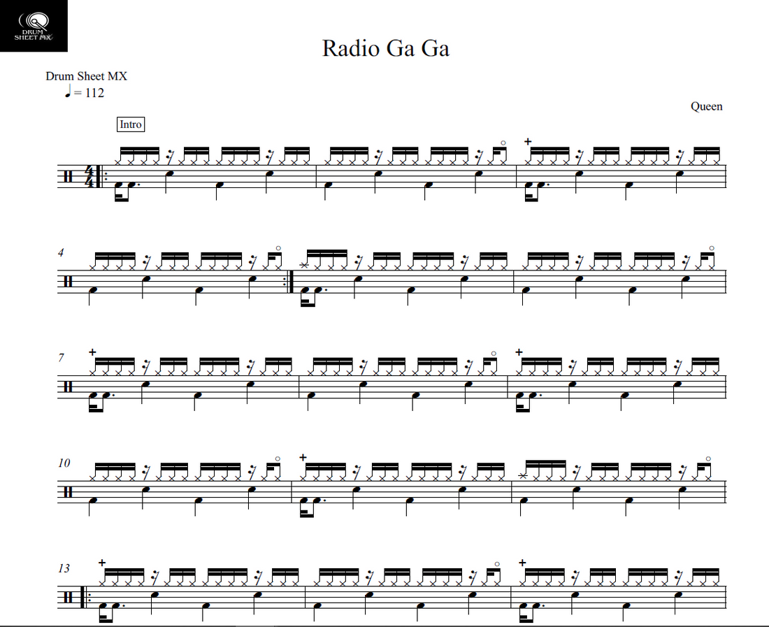 Radio Ga Ga - Queen - Drum Sheet Music - Drum Sheet MX – DrumSetSheetMusic