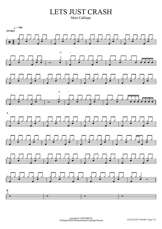 Lets Just Crash - Mori Calliope (森カリオペ) - Drum Sheet Music - COPYDRUM ...