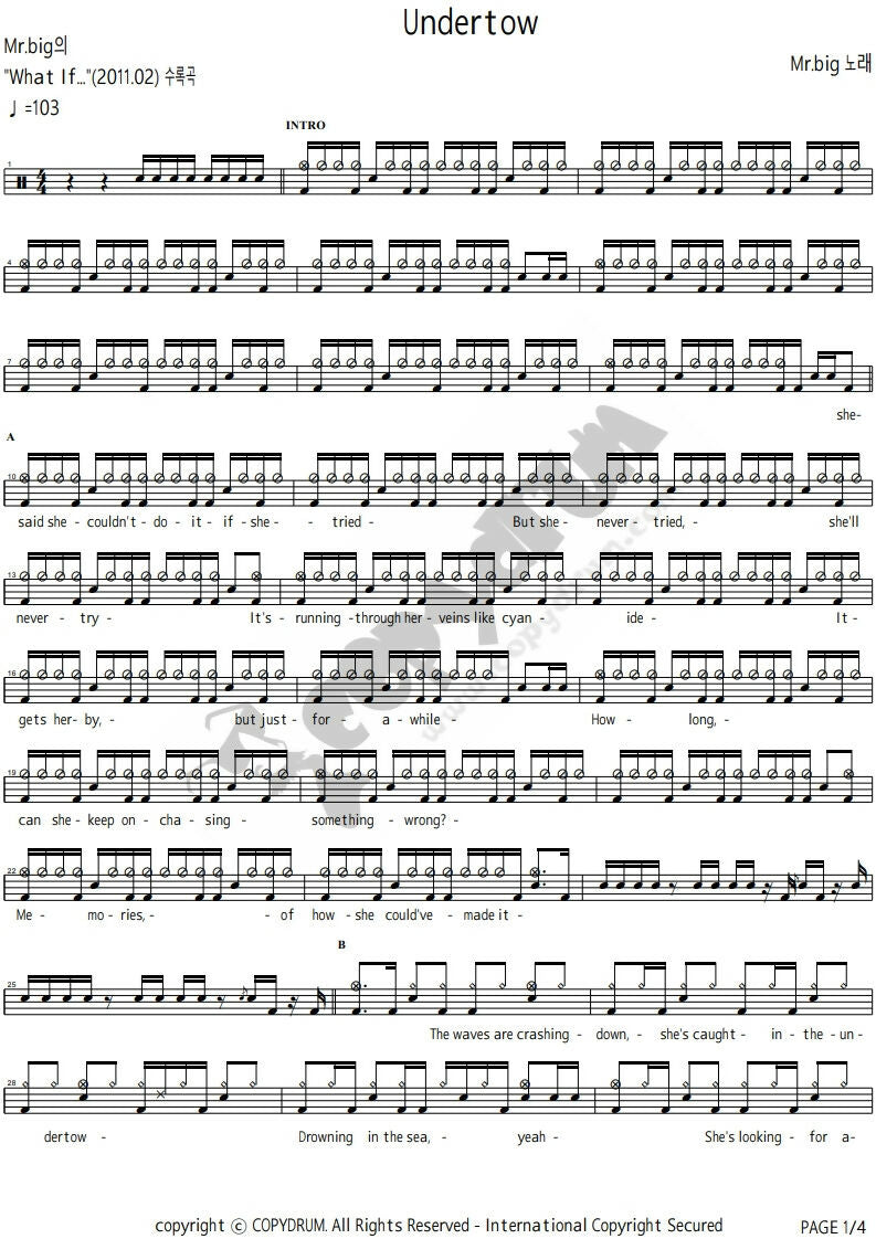 Undertow - Mr. Big - Drum Sheet Music - COPYDRUM – DrumSetSheetMusic