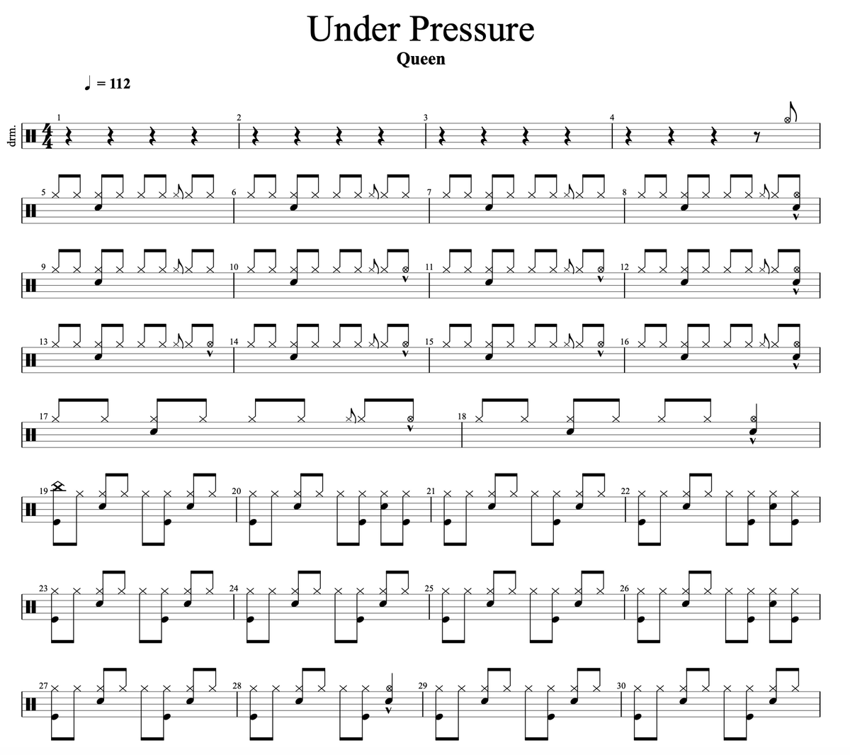 Under Pressure - Queen - Drum Sheet Music - Cyril Mayer – DrumSetSheetMusic