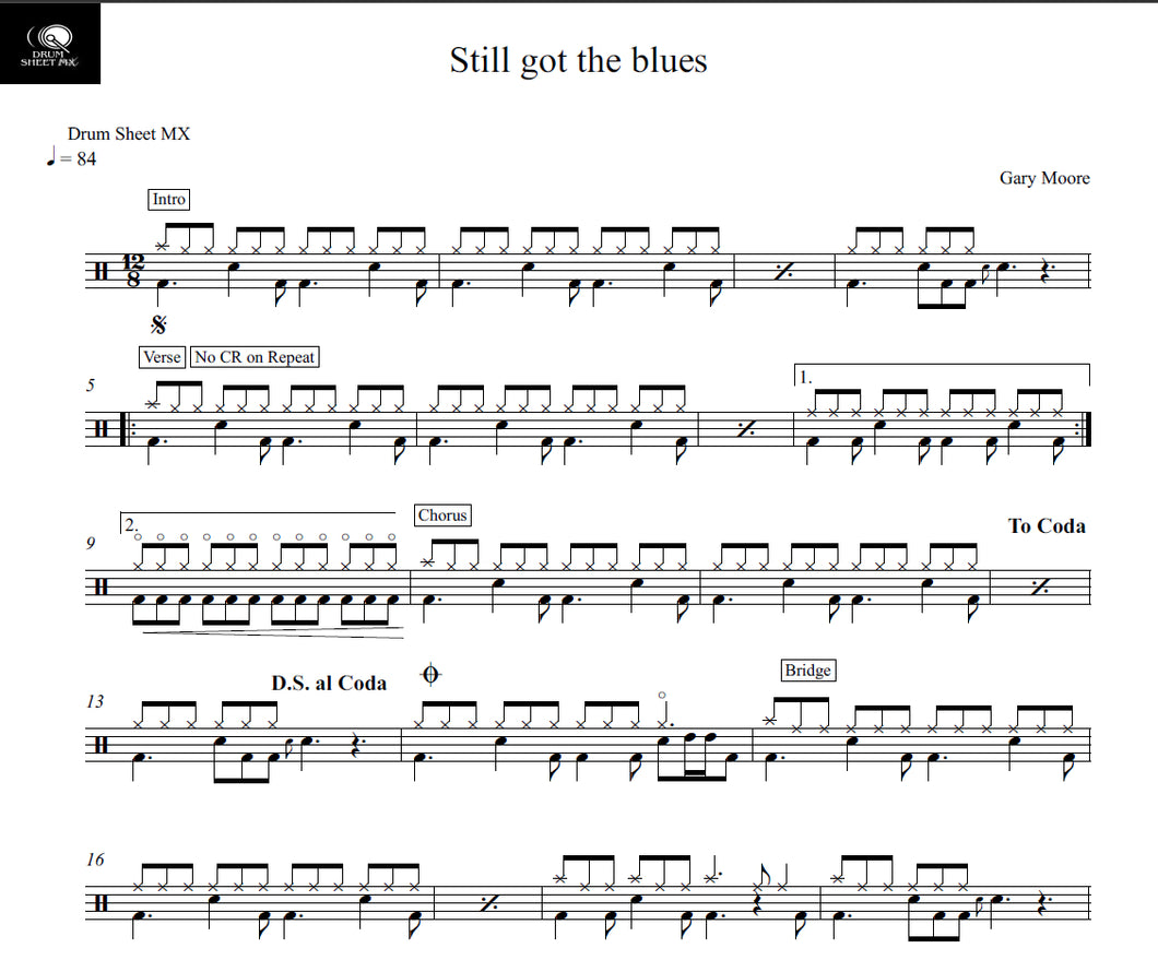 Still Got the Blues - Gary Moore - Drum Sheet Music - Drum Sheet MX – DrumSetSheetMusic
