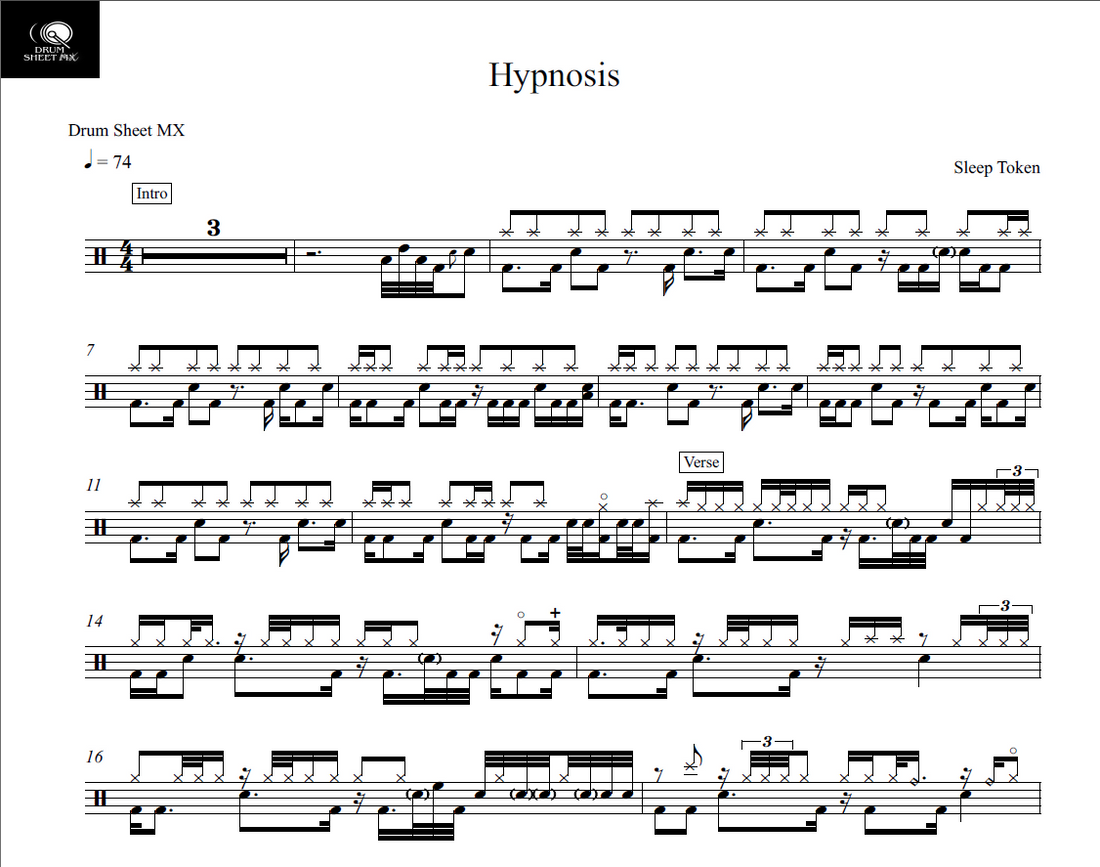Hypnosis - Sleep Token - Drum Sheet Music - Drum Sheet MX – DrumSetSheetMusic