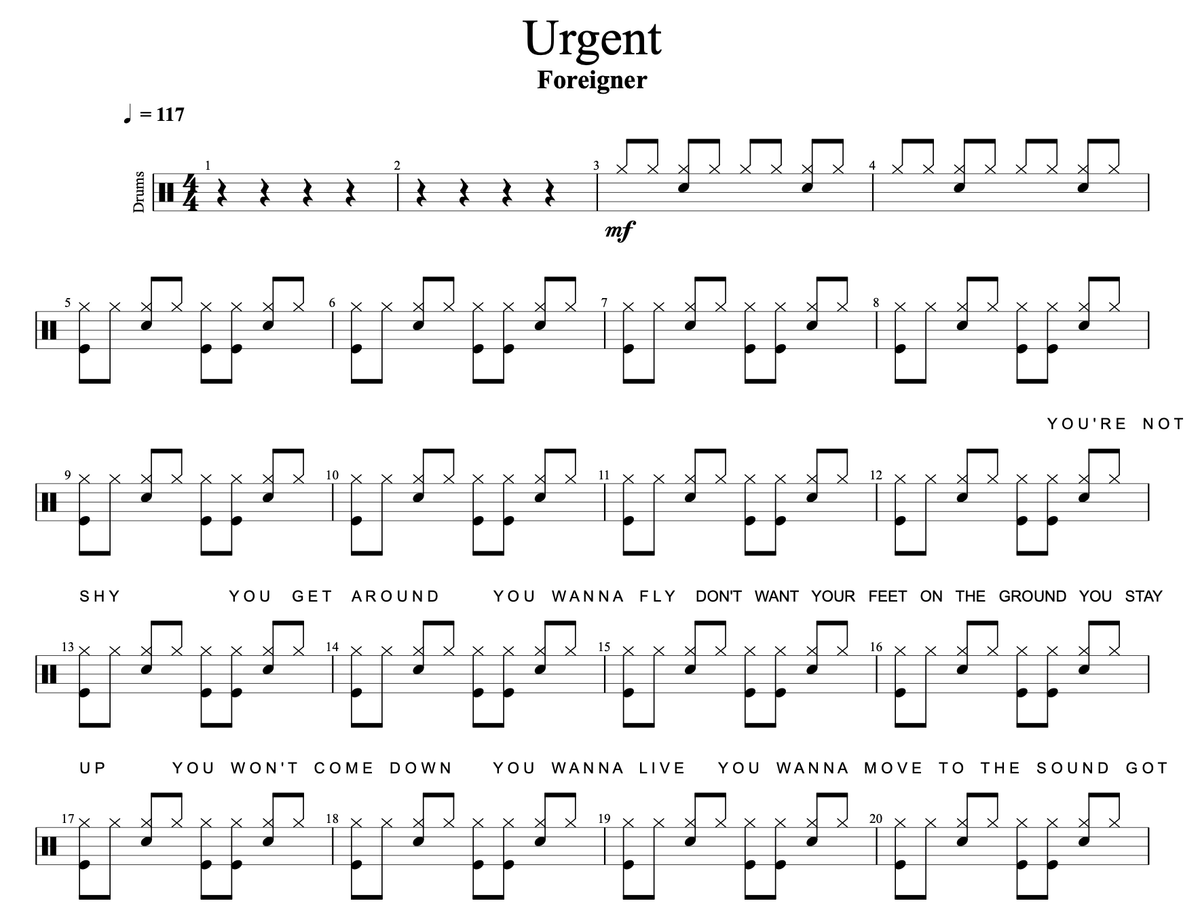 Urgent - Foreigner - Drum Sheet Music - Cyril Mayer – DrumSetSheetMusic