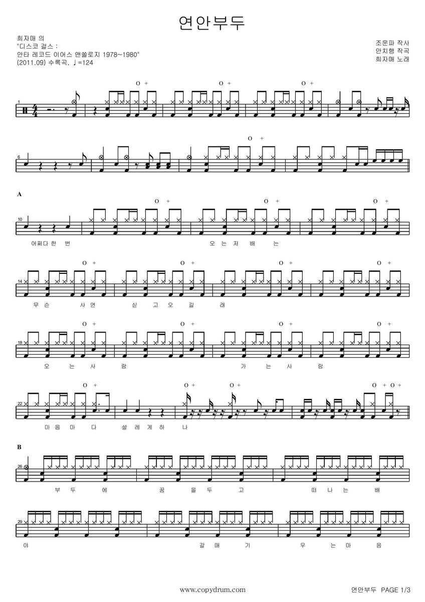 Coastal Pier (연안부두) - Hee Sisters (희자매) - Full Drum Transcription / Dr ...