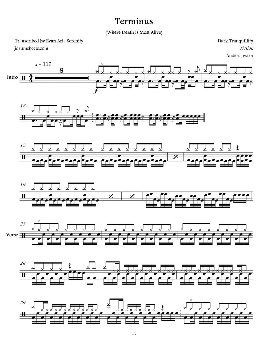 Terminus (Where Death is Most Alove) - Dark Tranquillity - Drum Sheet ...