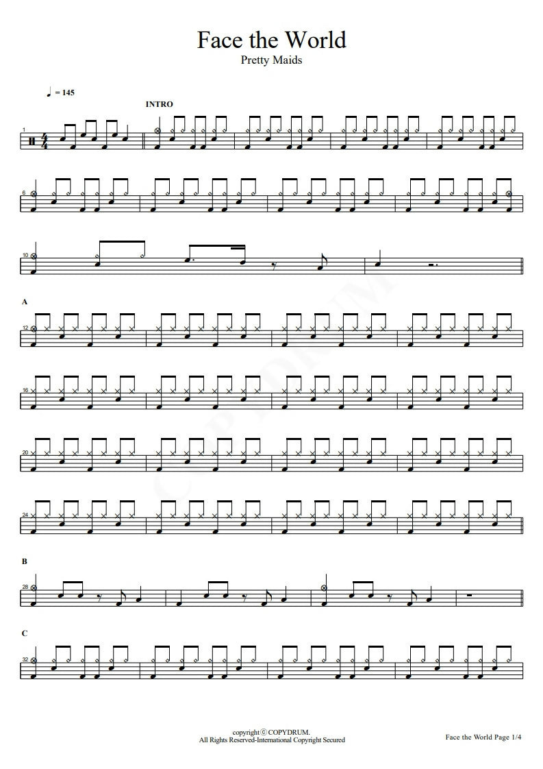Face the World - Pretty Maids - Drum Sheet Music - COPYDRUM ...