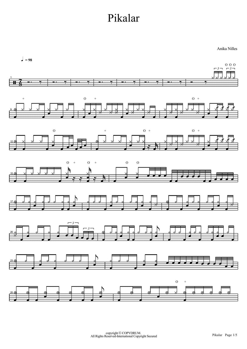 Pikalar (Official Video) - Anika Nilles - Drum Sheet Music - COPYDRUM ...