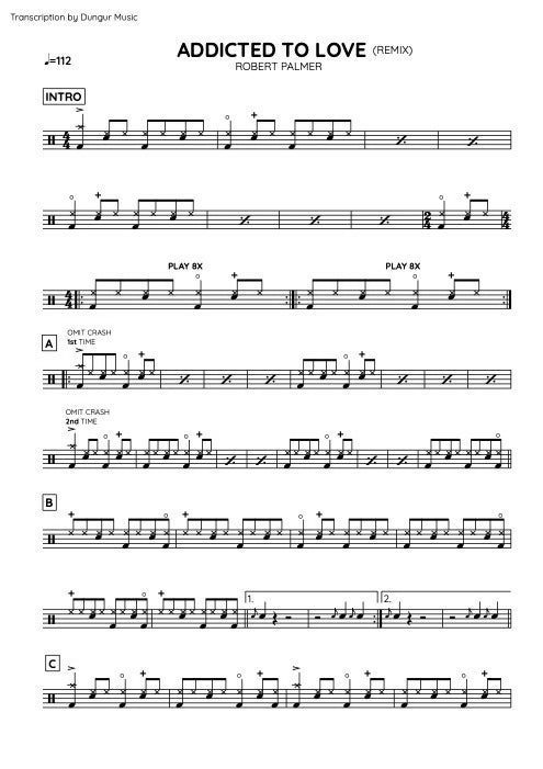 Addicted to Love - Robert Palmer - Drum Sheet Music - NB's ...