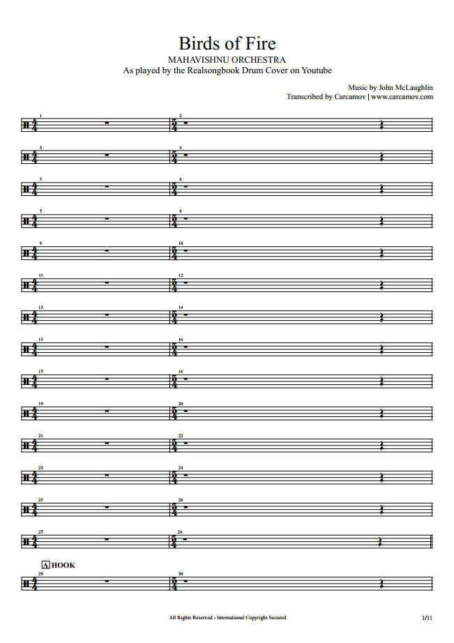 Birds of Fire - Mahavishnu Orchestra - Drum Sheet Music - Realsongbook ...