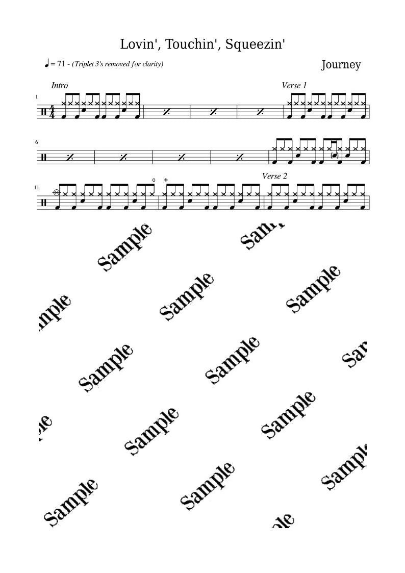 Lovin', Touchin', Squeezin' - Journey - Drum Sheet Music - KiwiDrums ...