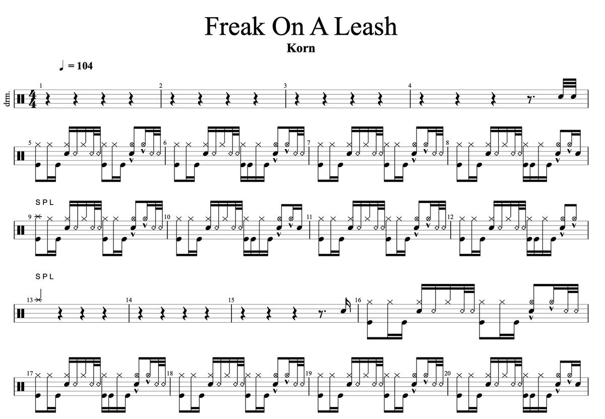 Freak on a Leash - Korn - Drum Sheet Music - Cyril Mayer ...