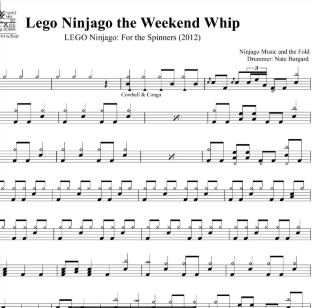 Lego Ninjago the Weekend Whip - Ninjago Music and The Fold - Drum Sheet ...