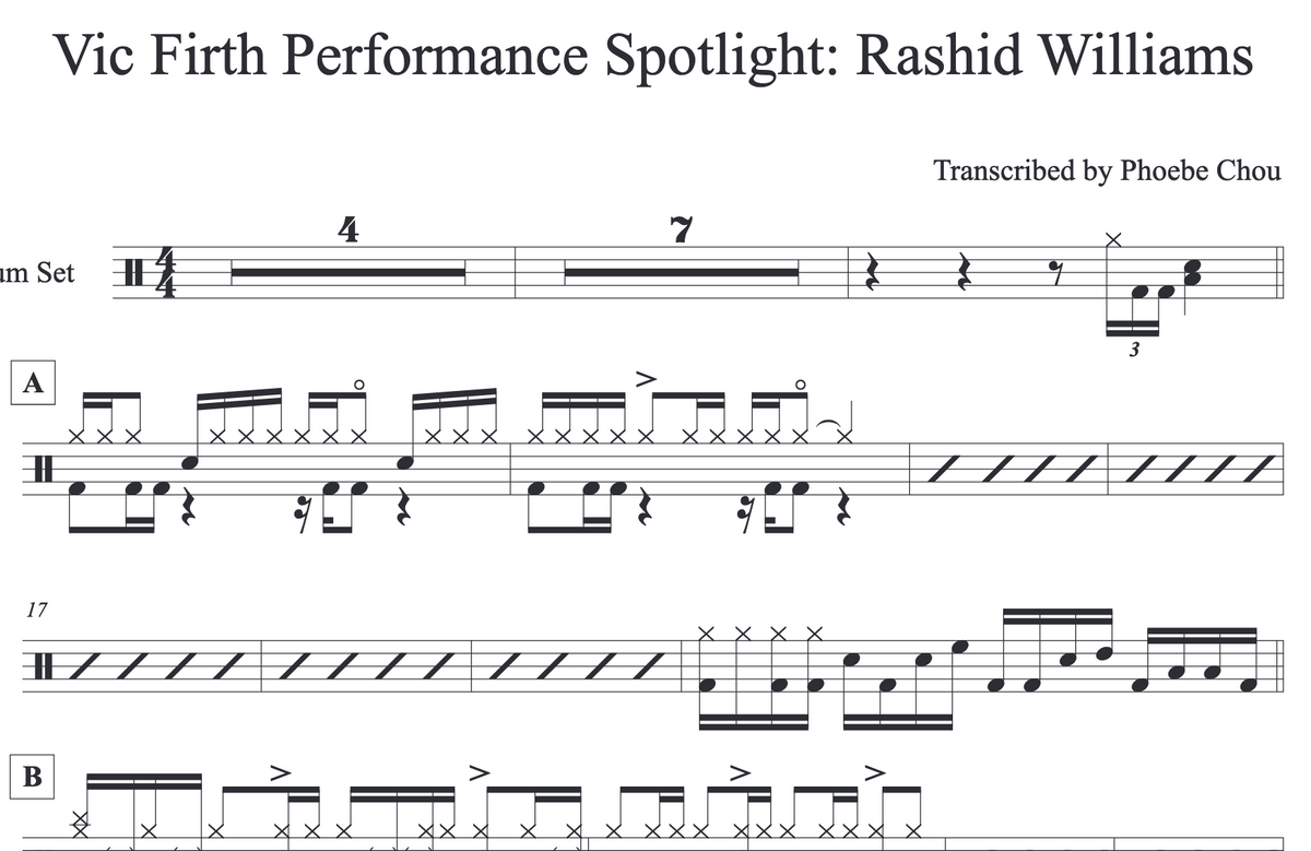 Vic Firth Performance Spotlight - Rashid Williams - Drum Sheet Music ...
