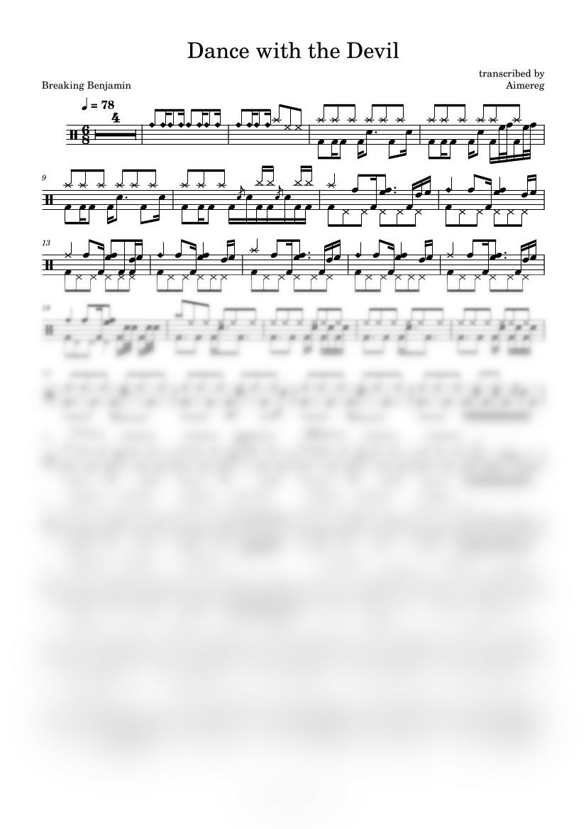 Dance with the Devil - Breaking Benjamin - Full Drum Transcription / D ...
