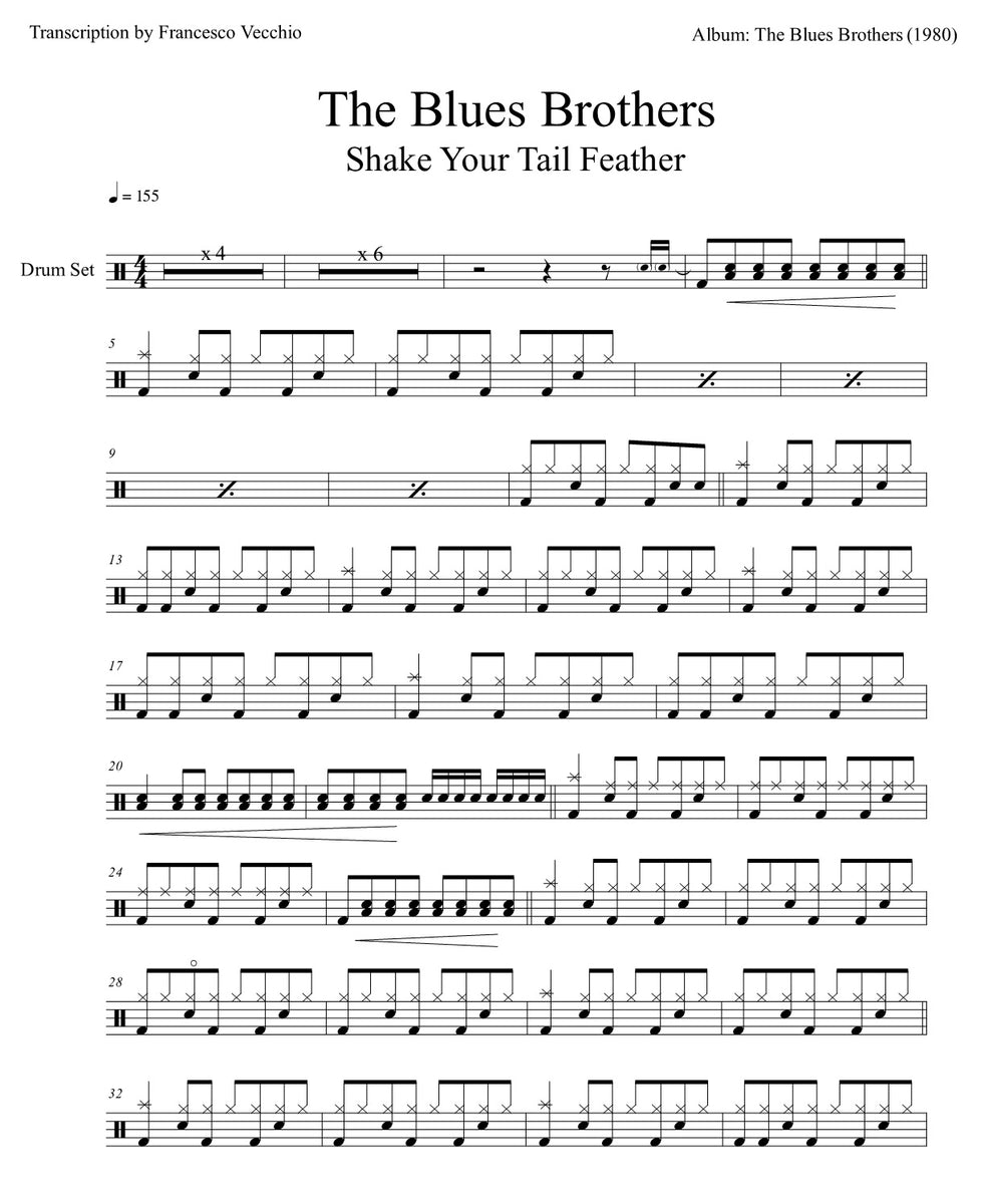 Shake a Tail Feather - The Blues Brothers - Drum Sheet Music ...