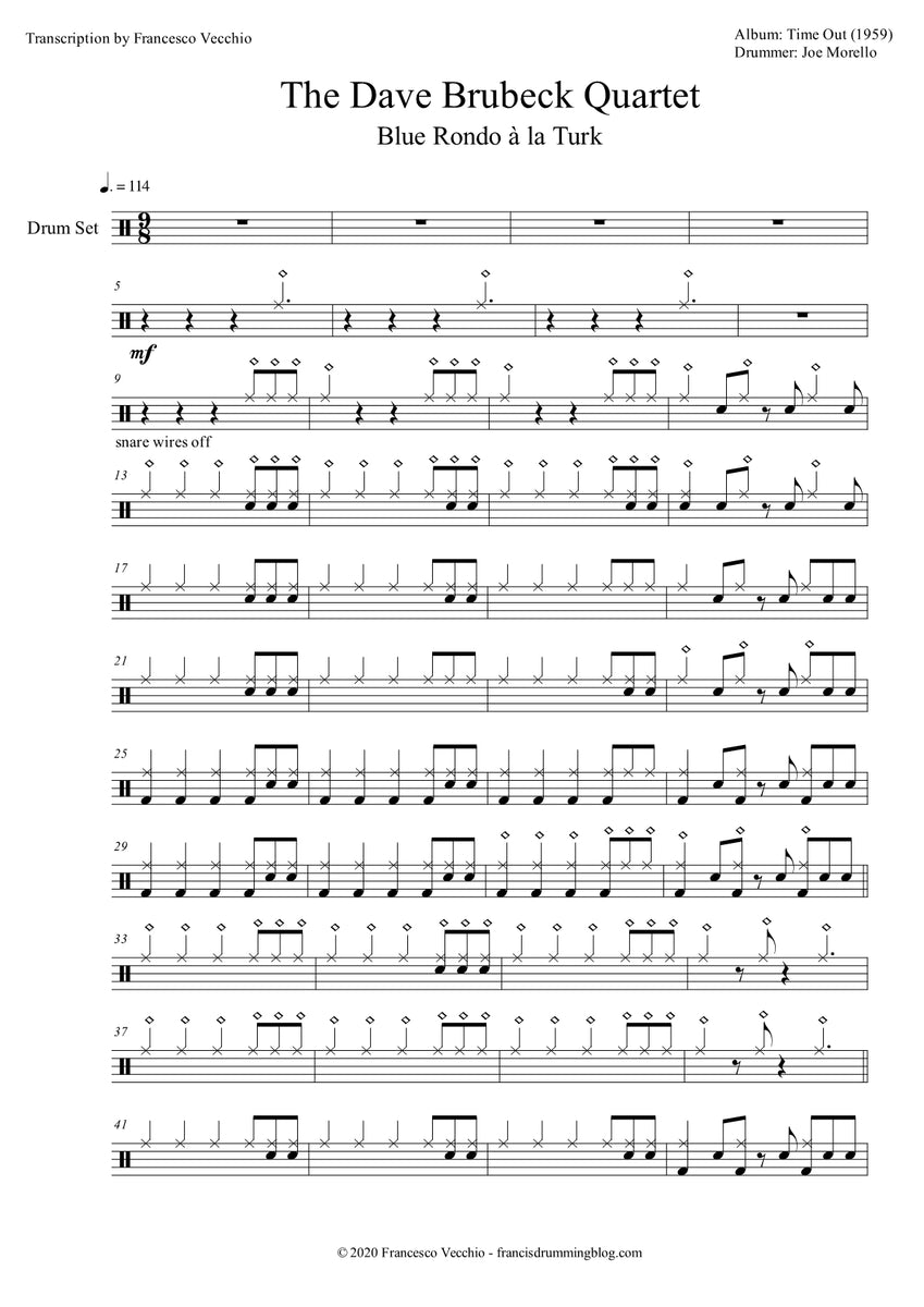 Blue Rondo a la Turk - The Dave Brubeck Quartet - Drum Sheet Music ...